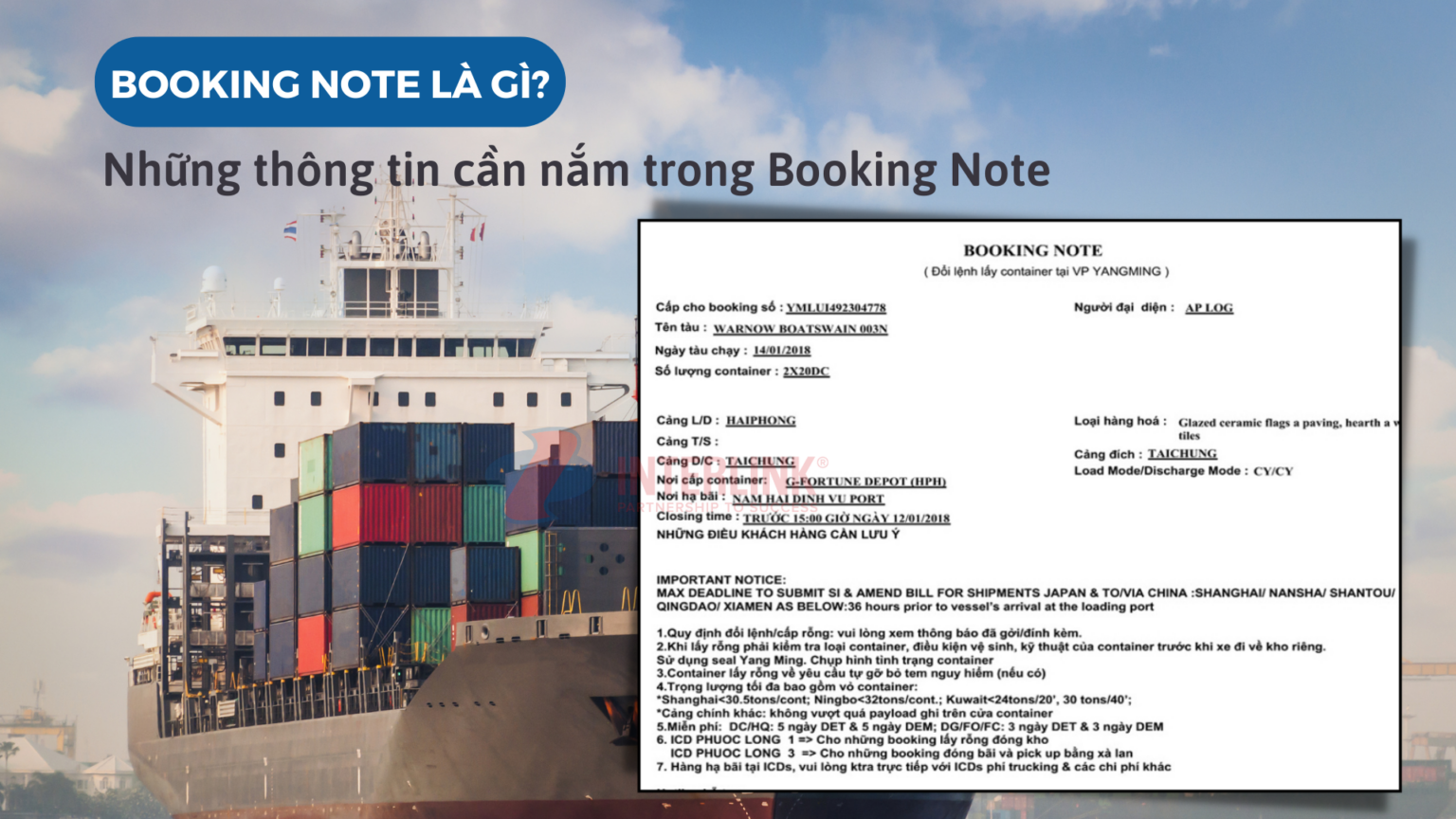Booking note và 4 vấn đề bạn cần biết khi xuất khẩu – Interlink